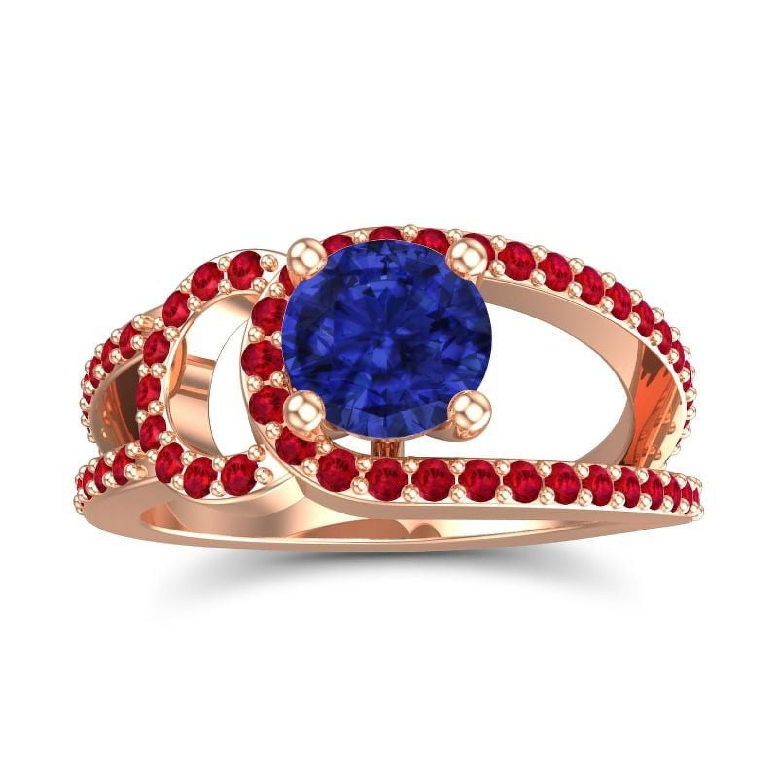 2.50 Ct Beautiful Round Cut Blue Sapphire & Red Ruby Gemstone Wedding ...