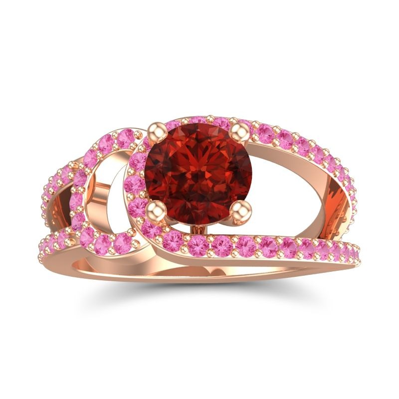 2.50 Ct Wonderful Round Cut Garnet & Pink Sapphire Engagement Ring for ...
