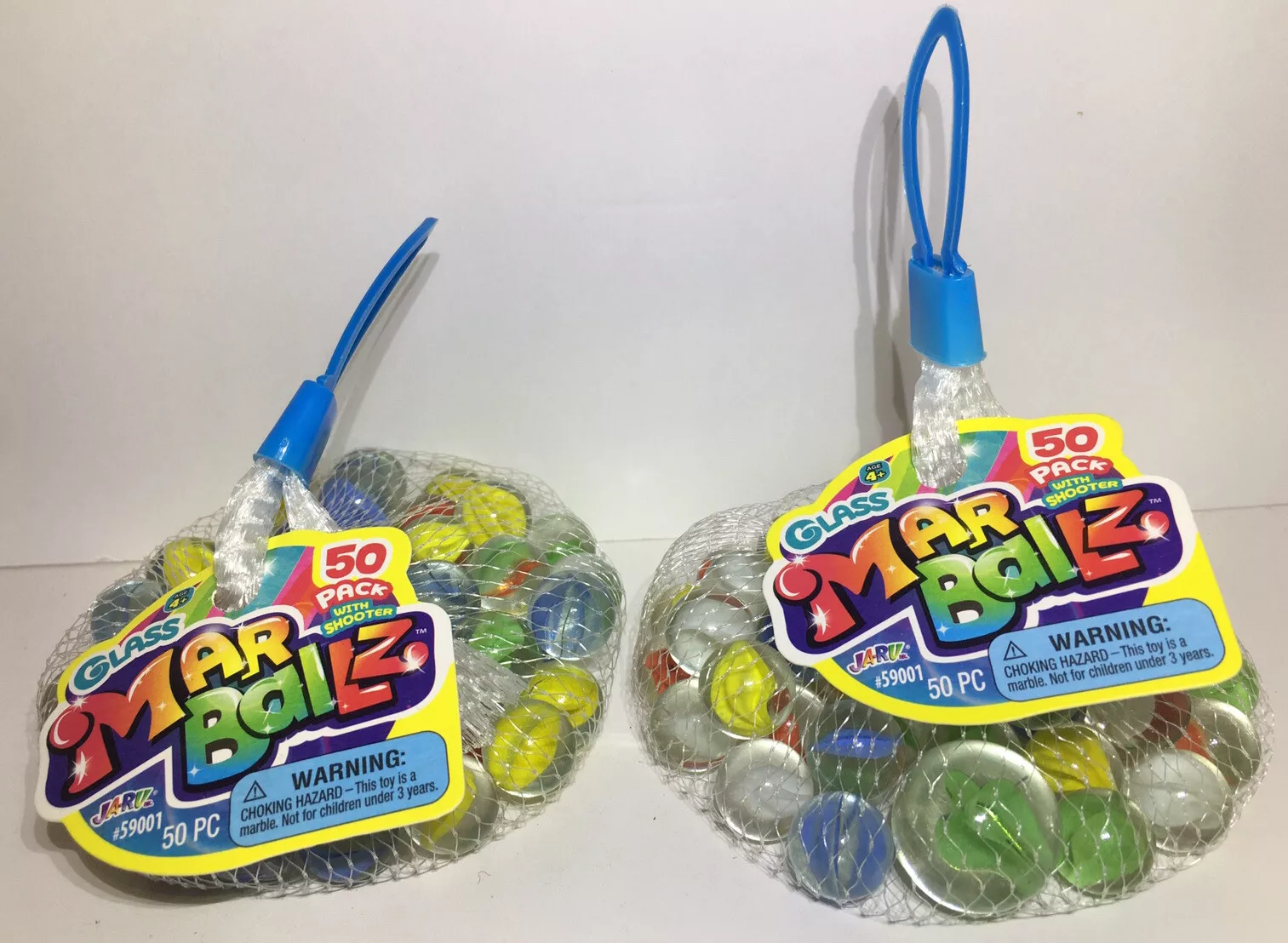 (2) 50 Pack Glass marbles With Jumbo Shooter!! MAR BALLZ JA-RU ...