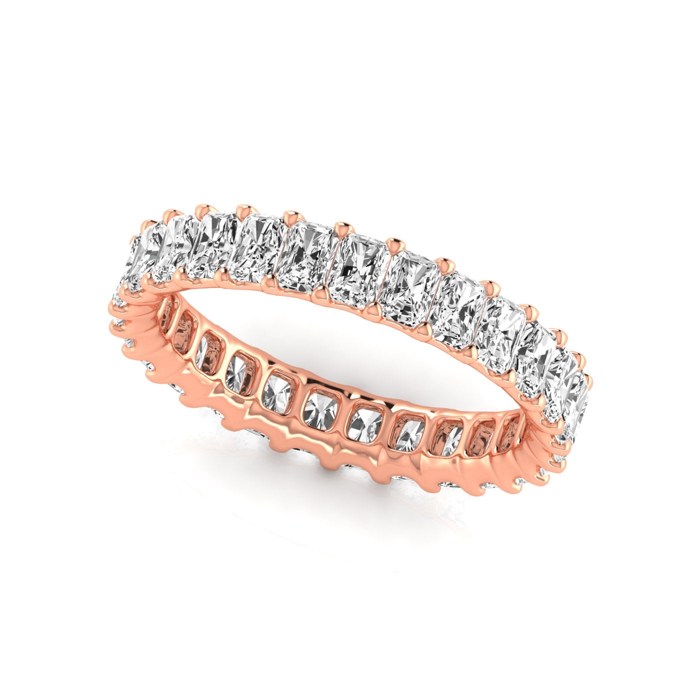 2.50 Radiant Cut Diamond Eternity Band in 14K White/ Yellow And Rose ...