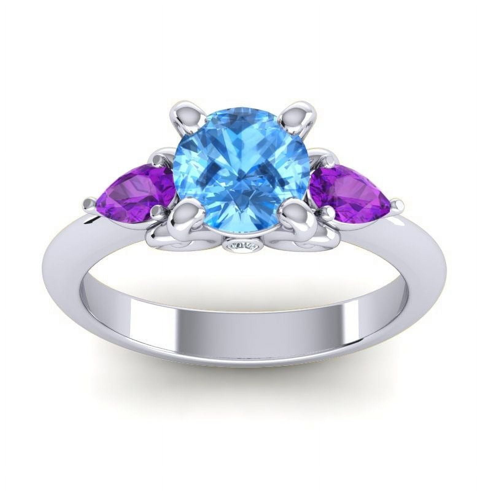 2.50 T.C.W Round Shape Blue Topaz & Amethyst Gemstone New Design ...