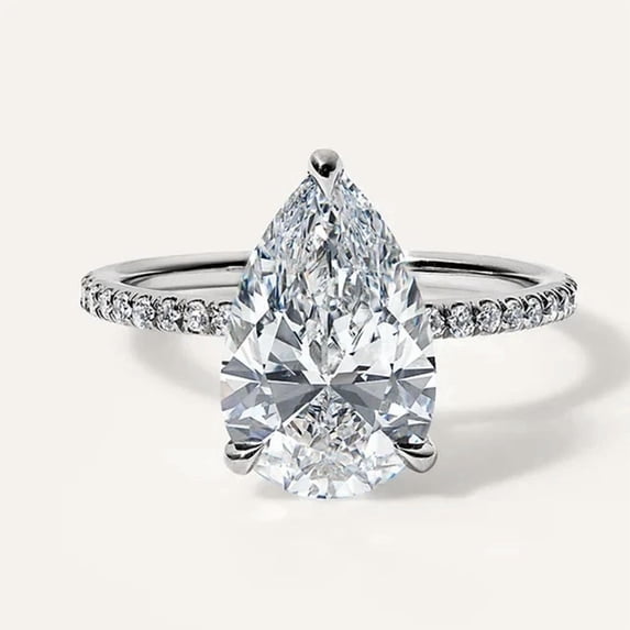 Dhyani Impex Pear Shape White Moissanite Ring 2.5 ct t.w. 925, Silver ...