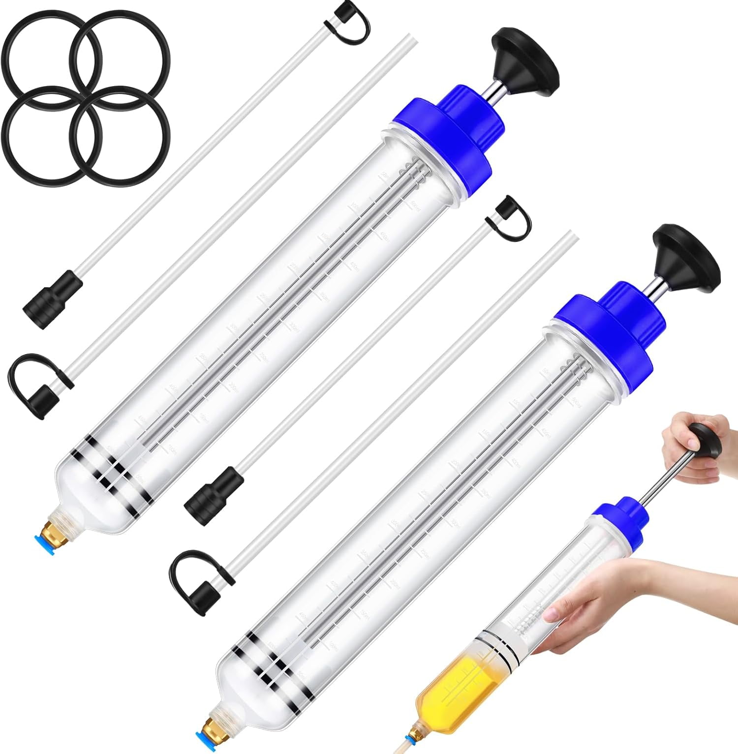 2 500cc Automotive Fluid Pump Oil Hand Pump with Hose Manual Suction ...