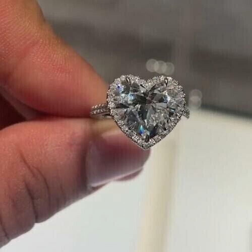 2.50CT Lab-Created Heart Shape Diamond Halo Engagement Ring 14K White Gold Plated - Walmart.com