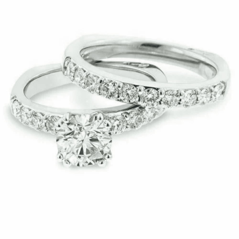 VIRAJ GEMS 2.50CT Moissanite Matching Band Ring, 14K White Gold Bridal Set, Fine Jewelry for ...