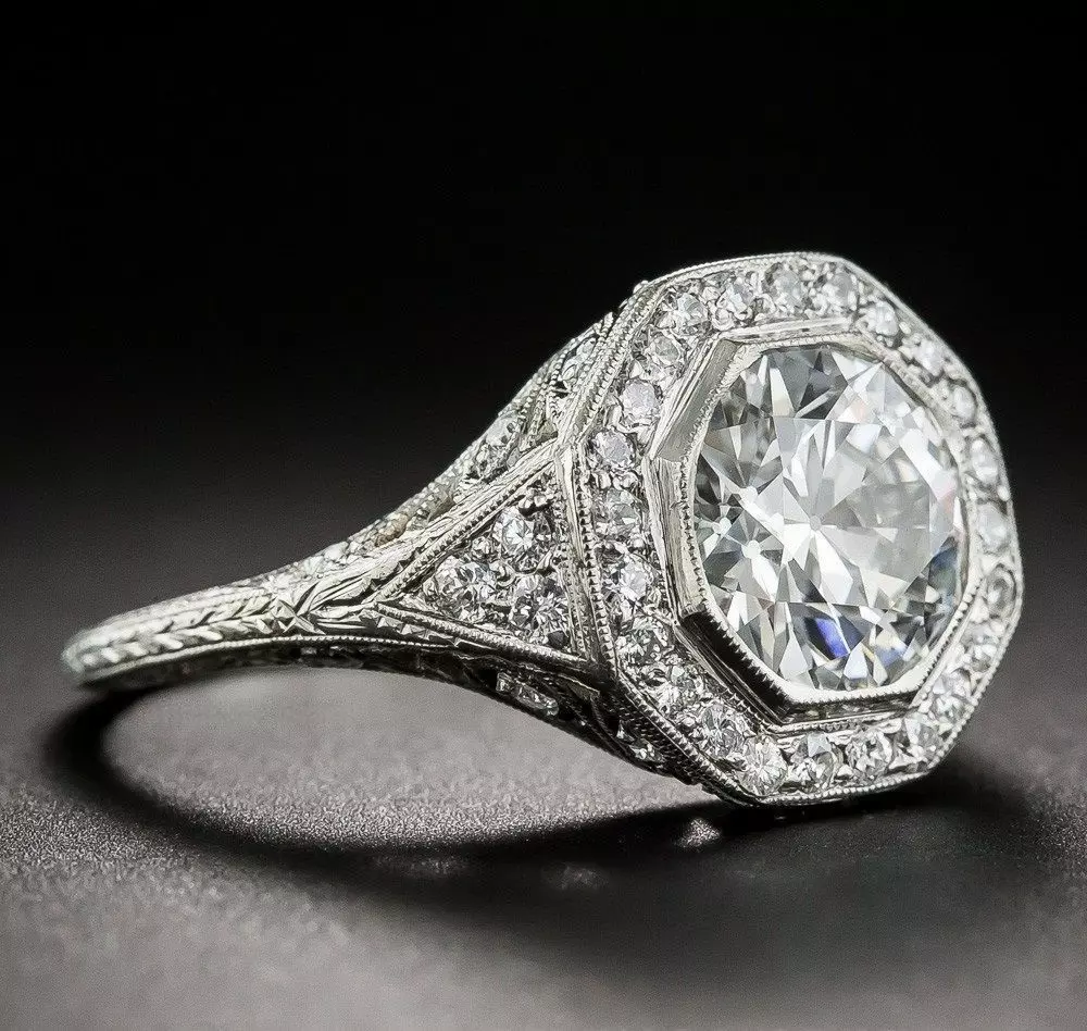 2.50CT Round Cut Lab-Grown Vintage Art Deco Engagement Ring In White ...