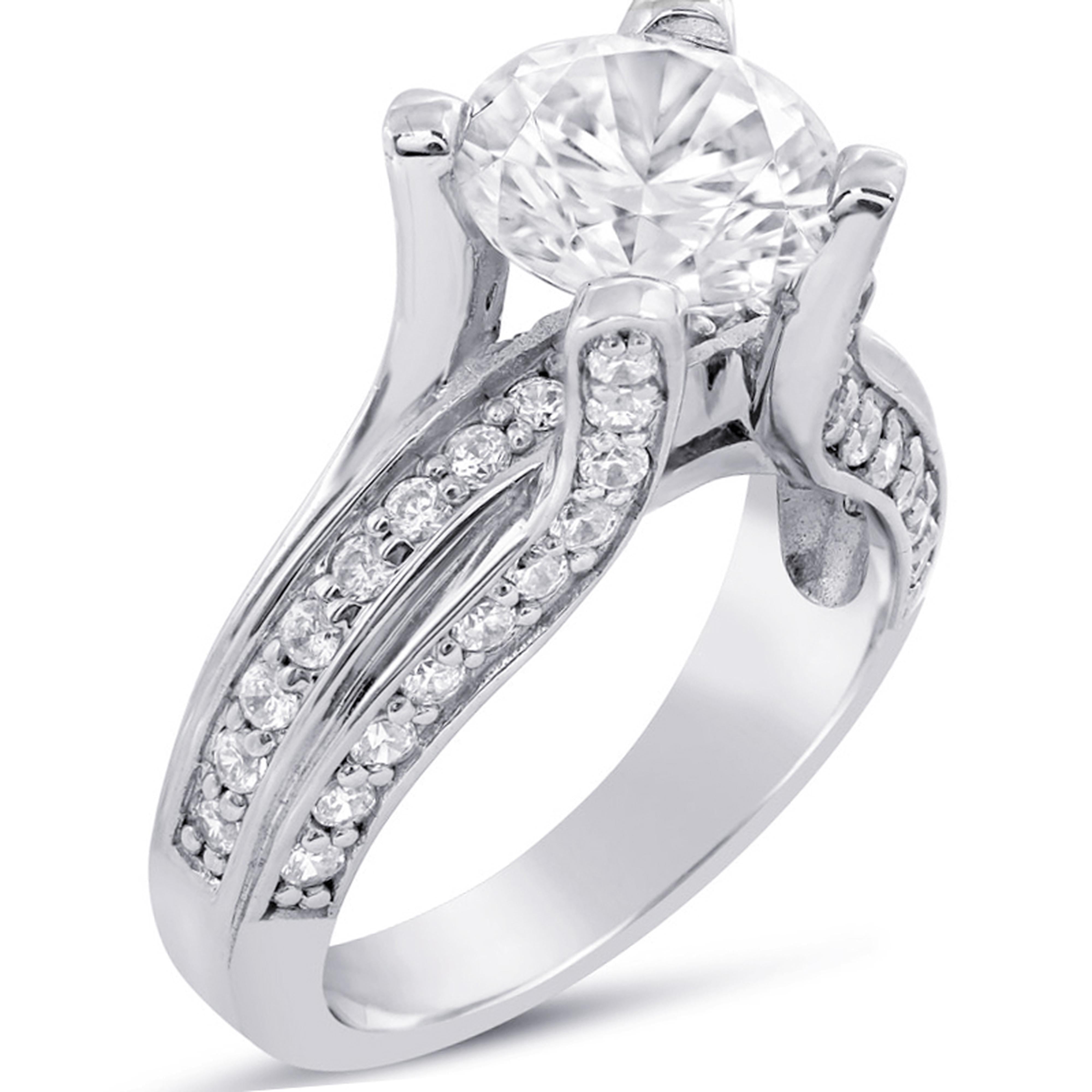 2.50CTW Round Cut Elevated Split Shank Engagement Ring R234 - Walmart.com