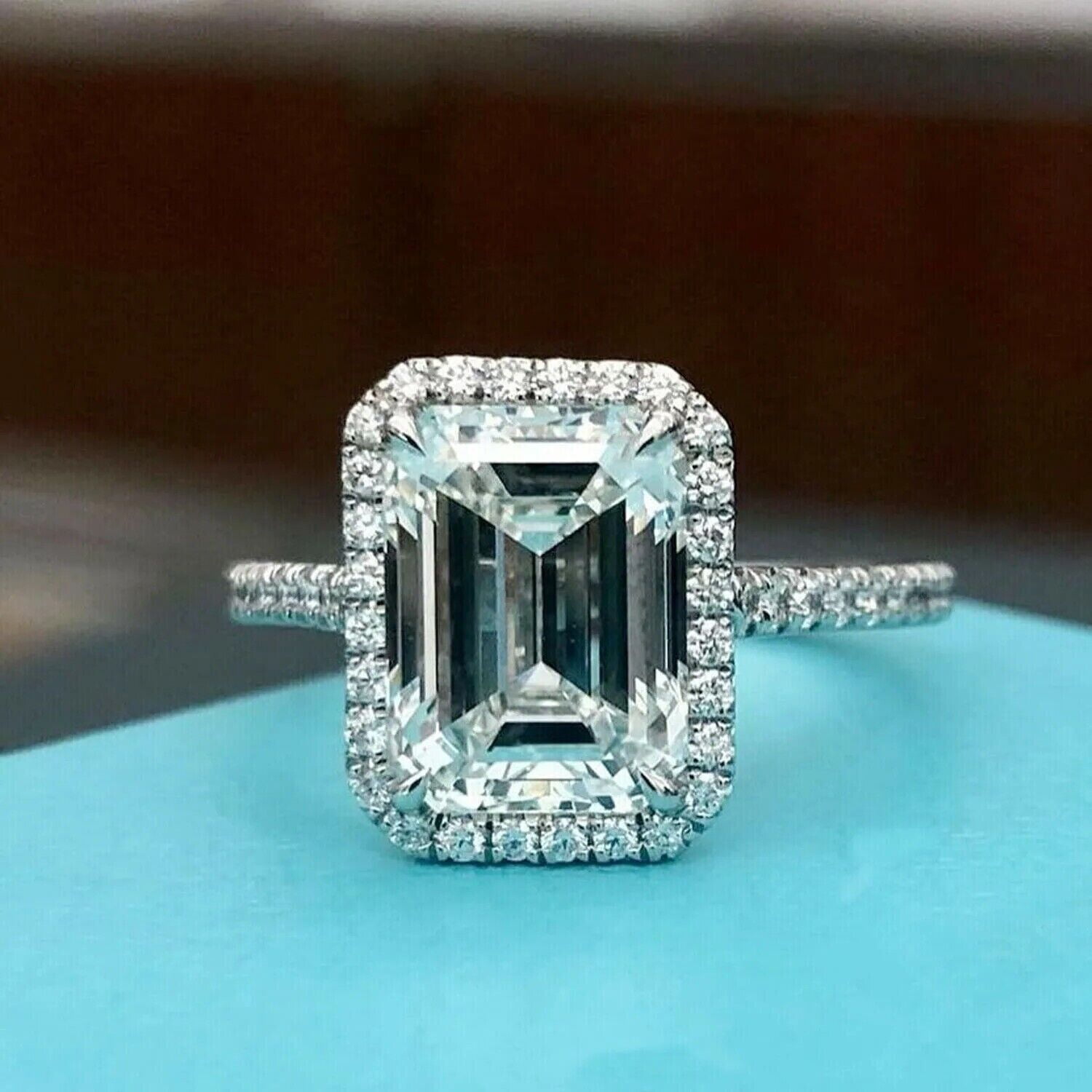 2.50Ct Emerald Cut Lab Created Diamond Wedding Ring 14K White Gold ...