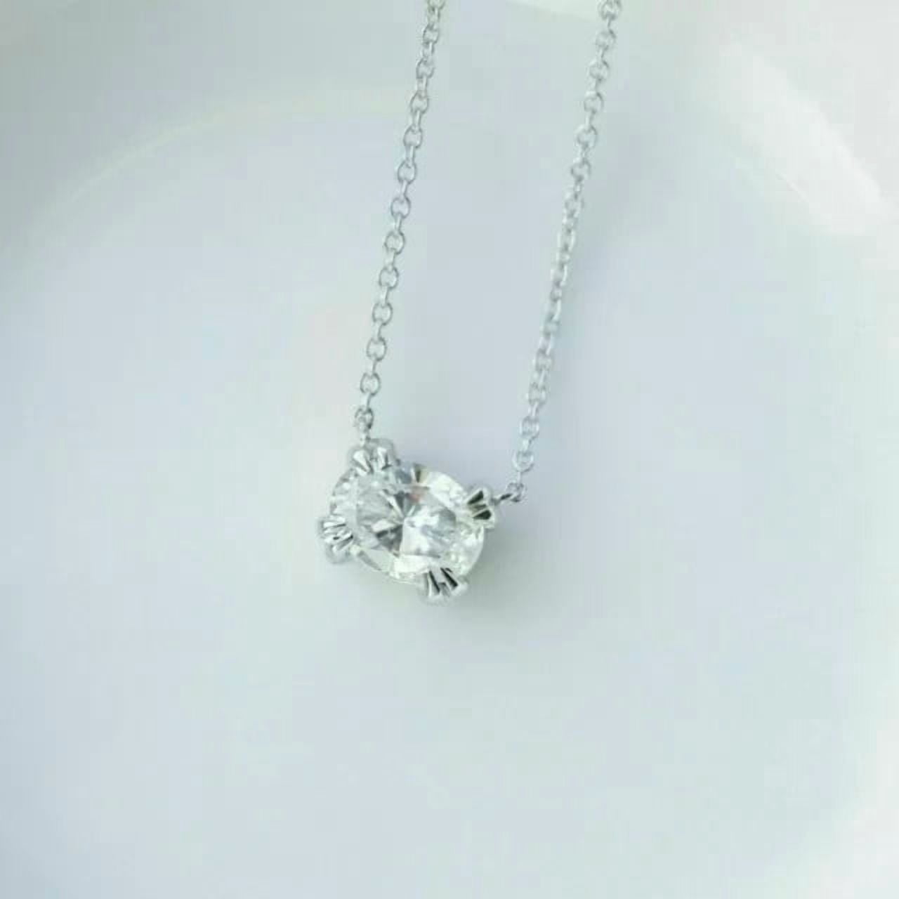 2.50Ct Oval Cut Lab Created Diamond With 18'' Chain Solitaire Women ...