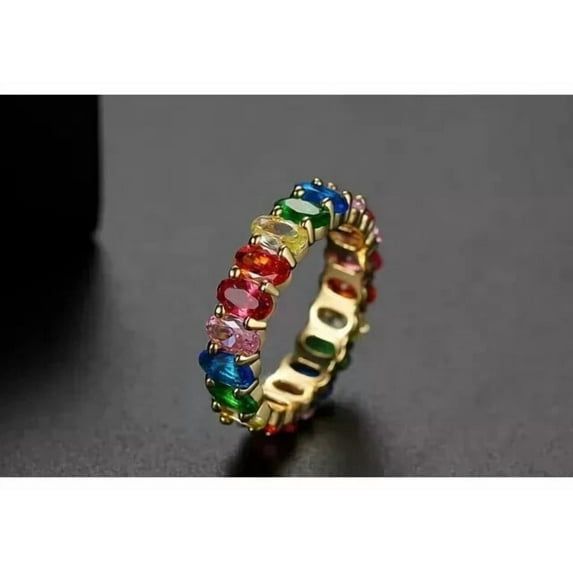 2.50Ct Oval Cut Simulated Red Ruby Women's Birthday Gift Full Eternity ...