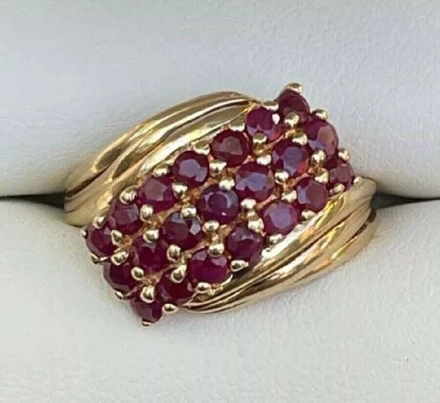 2.50Ct Round Cut Lab Created Red Ruby Women Engagement Ring 14K Yellow ...