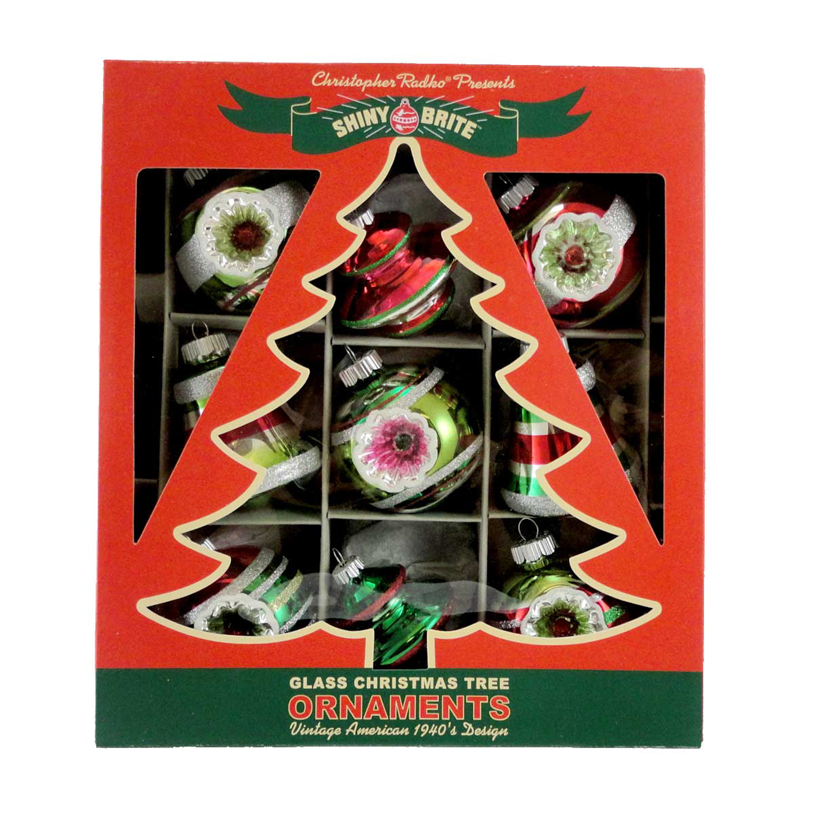 2.50In Sm Vintage Years Silver Trees, Glass, Shiny Brite Ornament ...