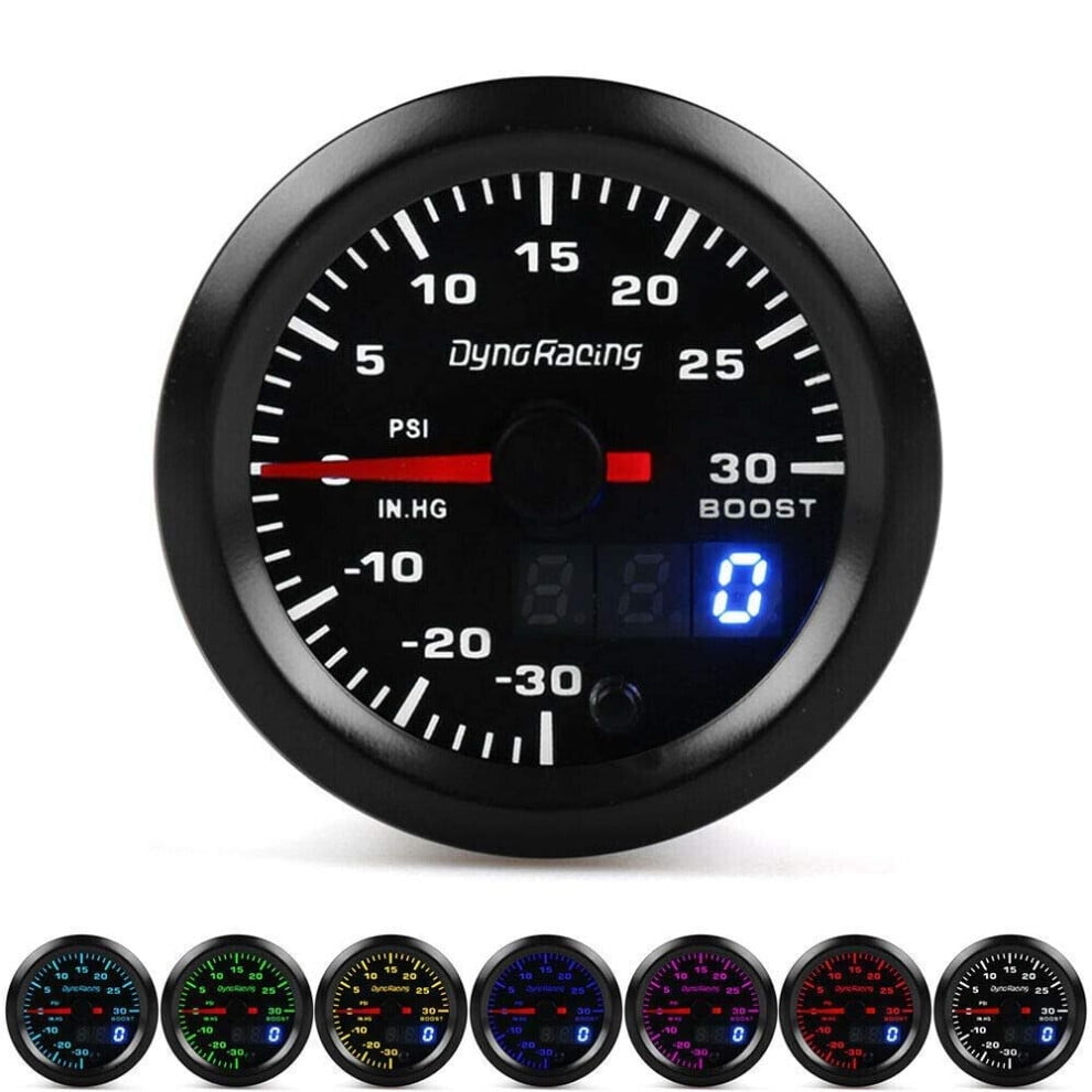 2" 52mm Digital Pointer 7 Color LED Car Turbo Boost Meter PSI Pressure ...