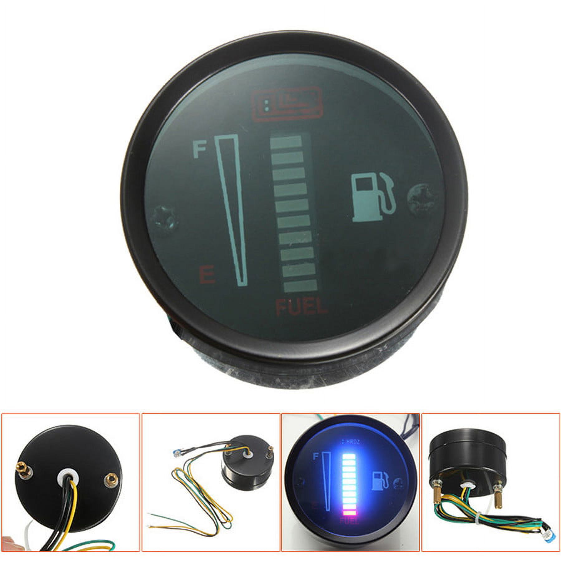 2" 52mm Round 12V Car Fuel Level Meter Gauge 10LED Digital Display ...