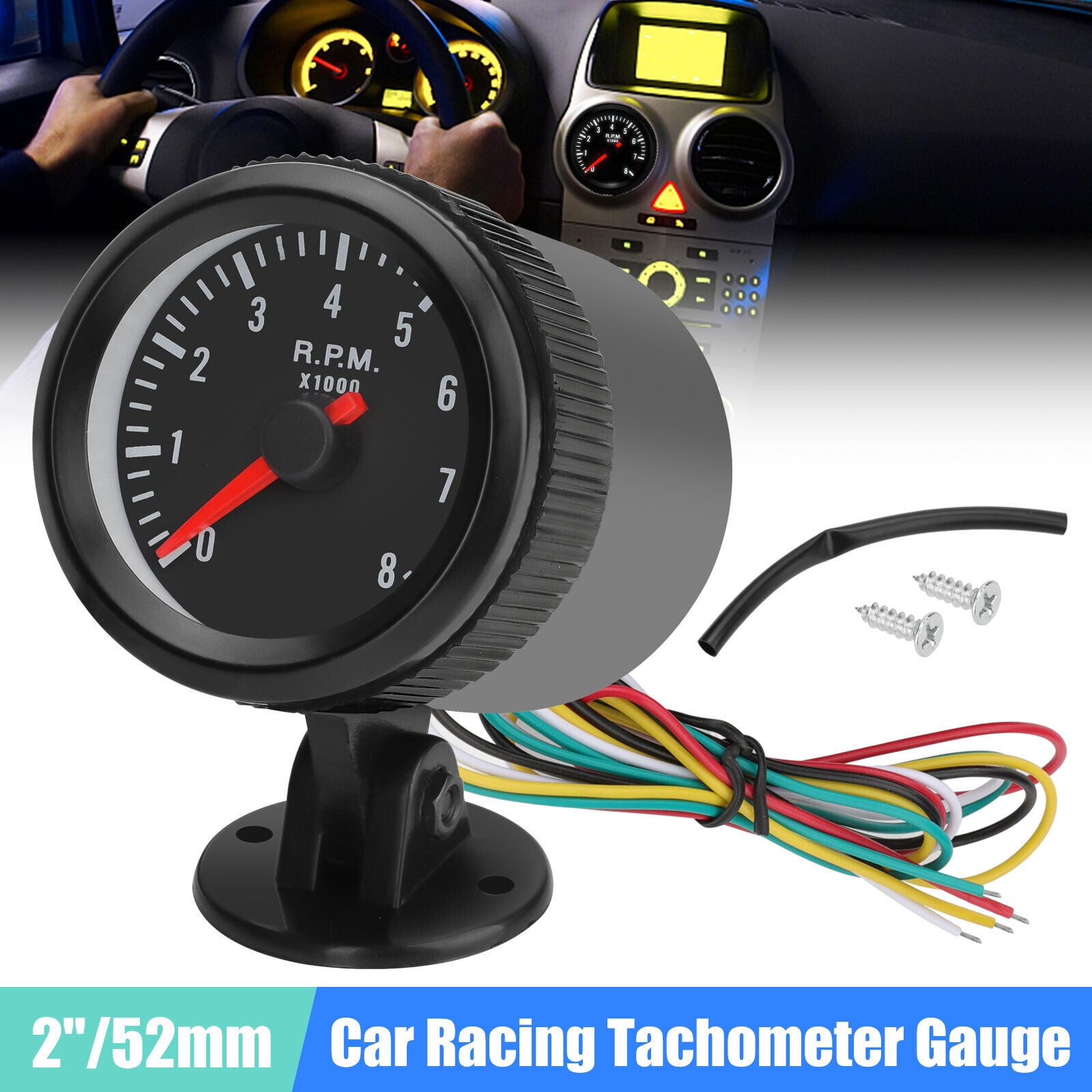 2" 52mm Universal Car Tachometer Gauge Meter with LED Shift Light 0 ...