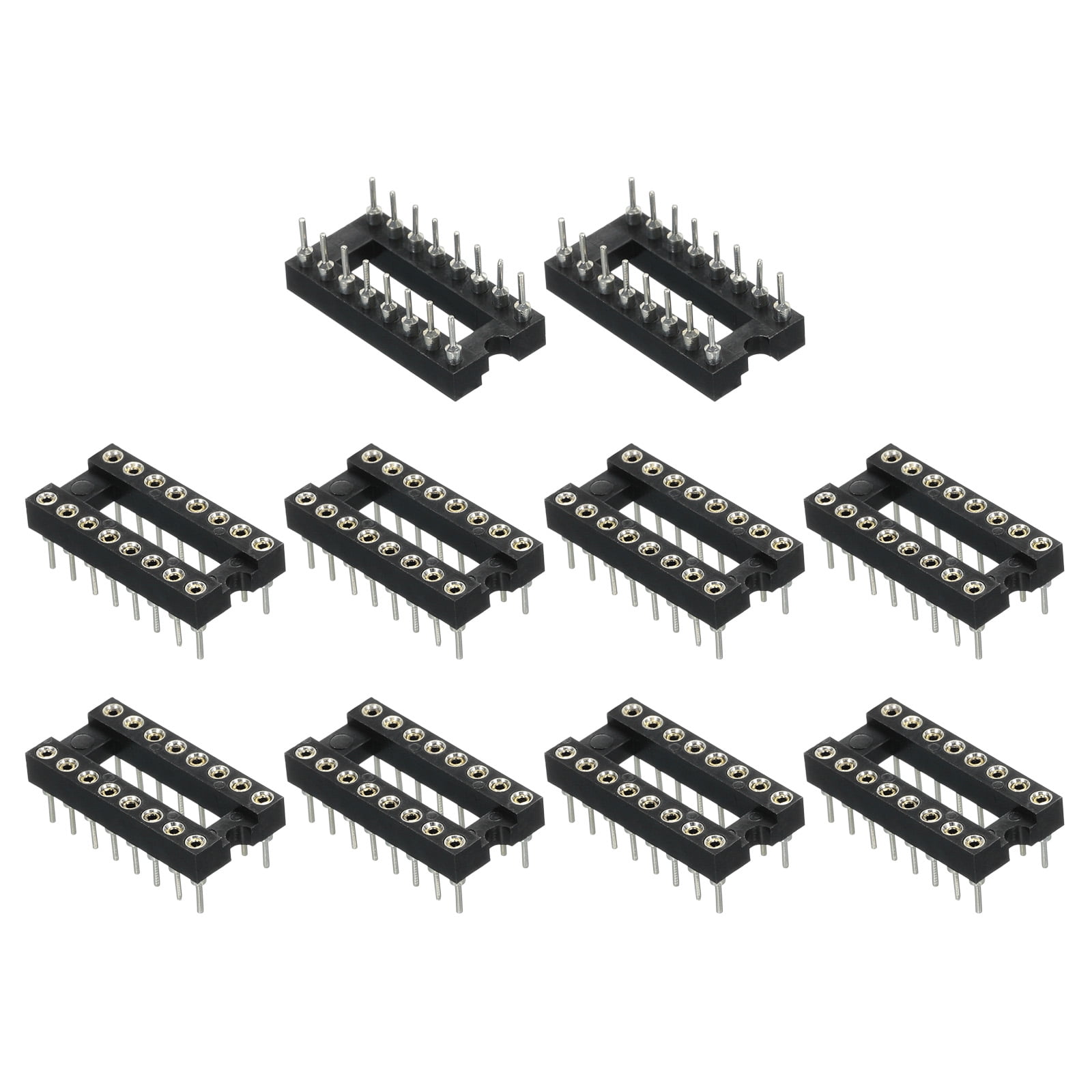 2.54mm Pitch DIP IC Socket Connector Dual Row 7.6 Row Pitch 16 Round ...