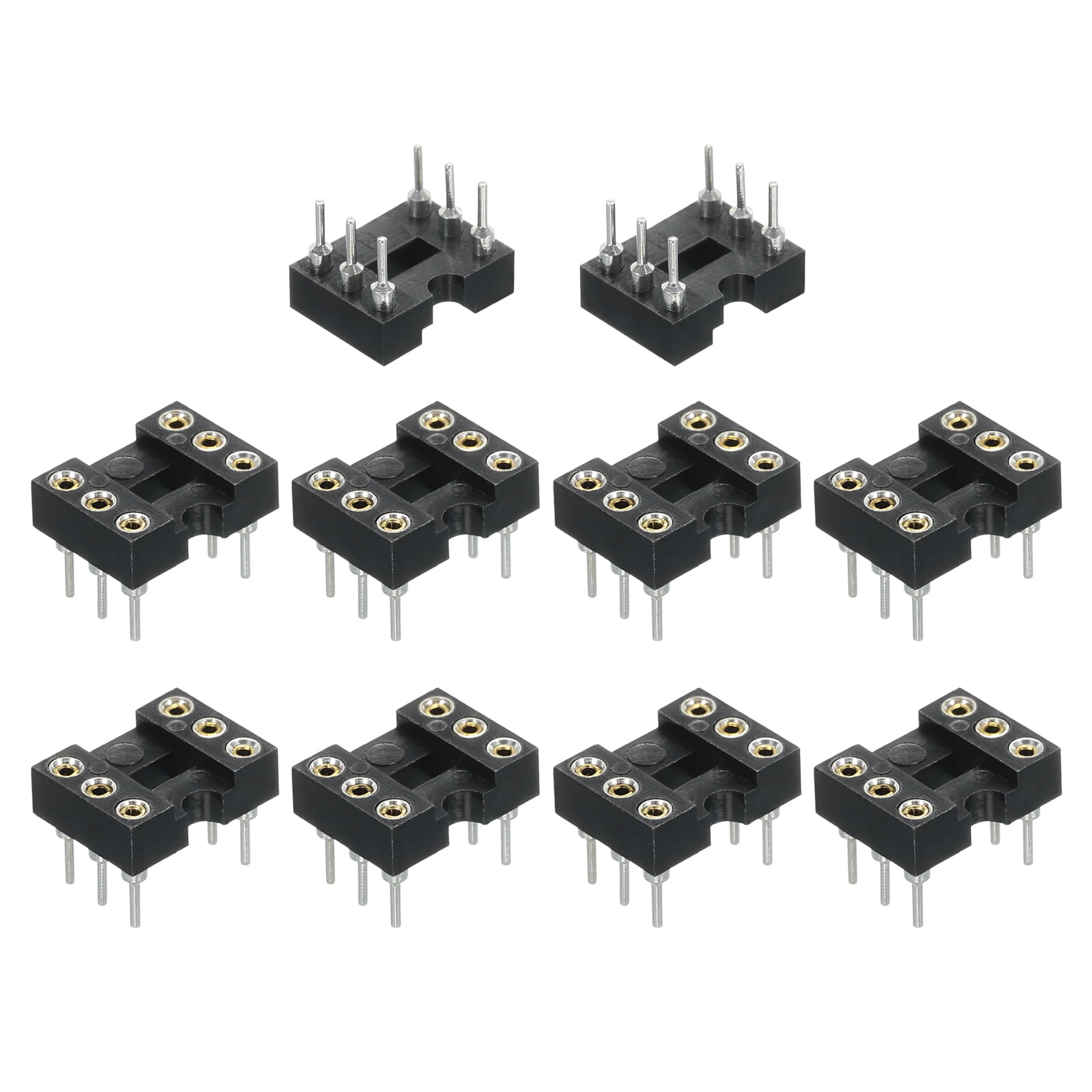 2.54mm Pitch DIP IC Socket Connector Dual Row 7.6 Row Pitch 6 Round ...