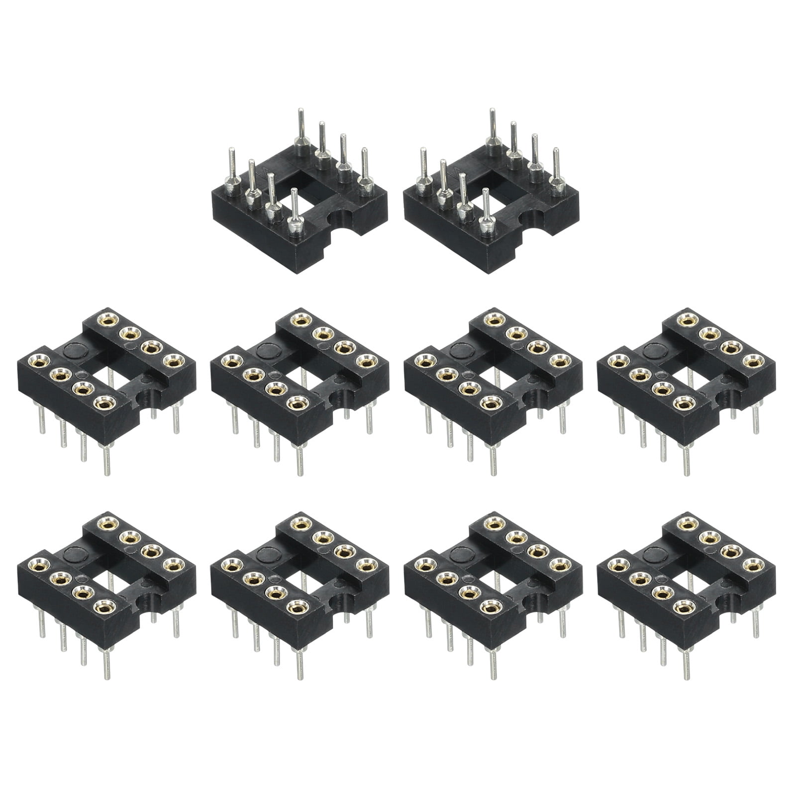2.54mm Pitch DIP IC Socket Connector Dual Row 7.6 Row Pitch 8 Round ...