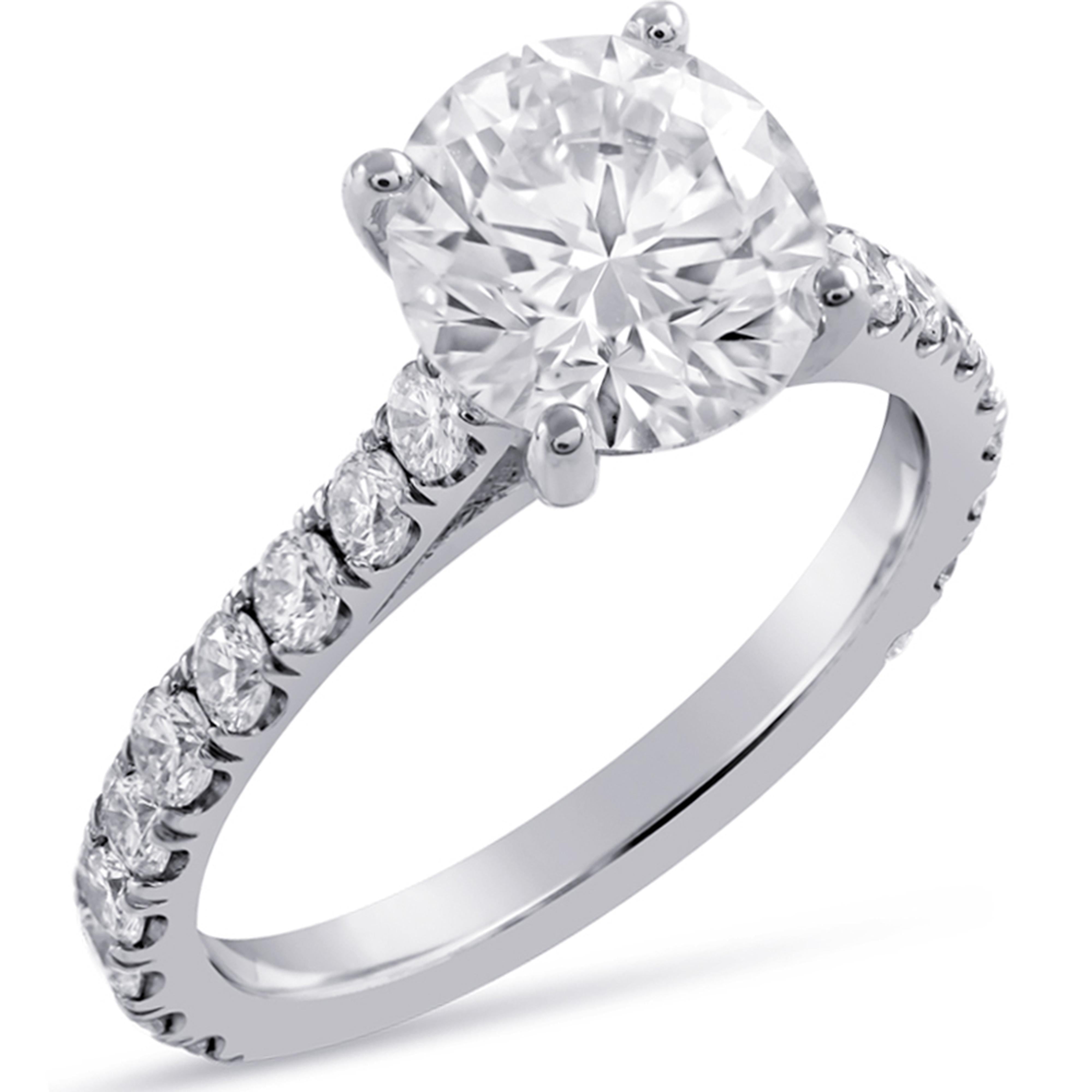 2.55CTW Modern Round Cut V Prong Diamond Engagement Ring R233 - Walmart.com