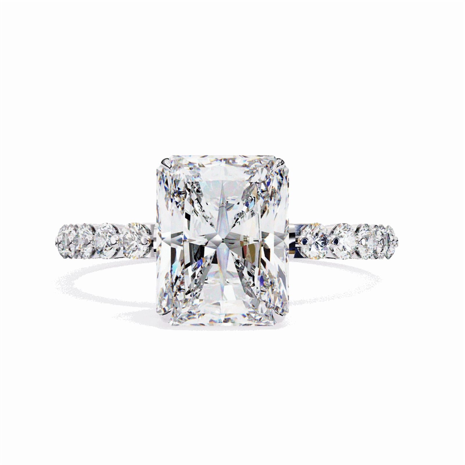 2.56 CT Emerald Shape Lab Grown Diamond 4 Prongs Wedding Ring, 10k White Gold Engagement Ring ...