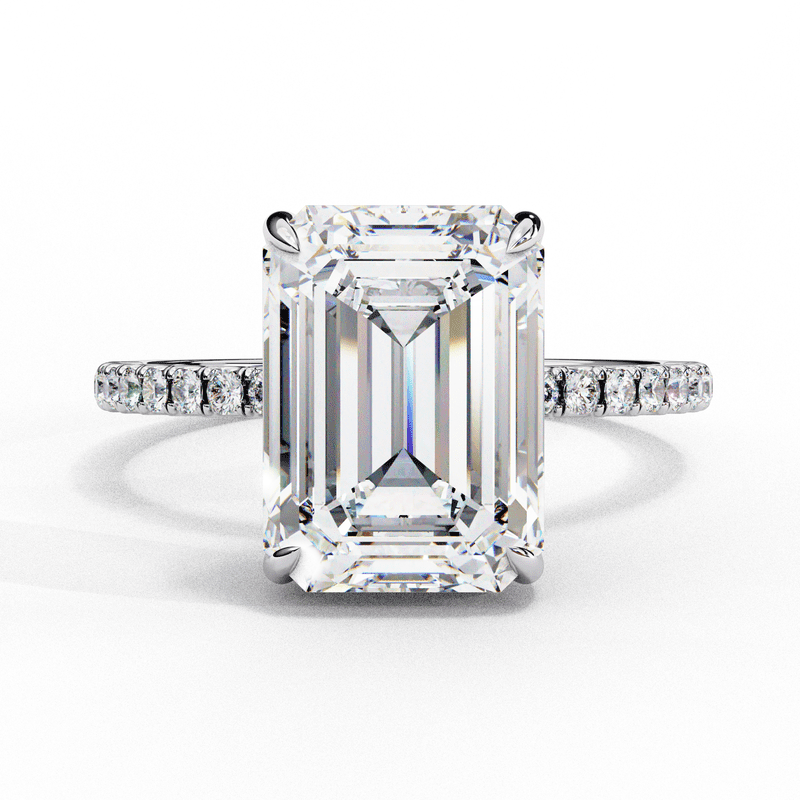 2.56 Carat Emerald Cut Lab Grown Diamond 4 Prong Wedding Ring, 10k ...