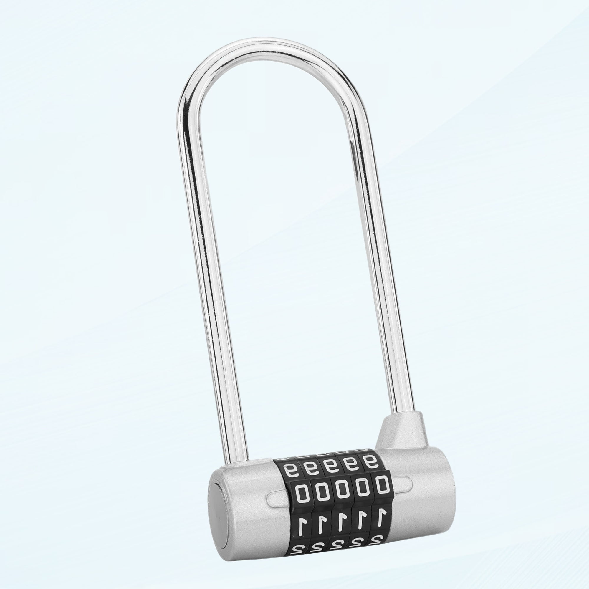 2.56" wide 5-digit combination 5.83" long U-shaped padlock, basic long ...