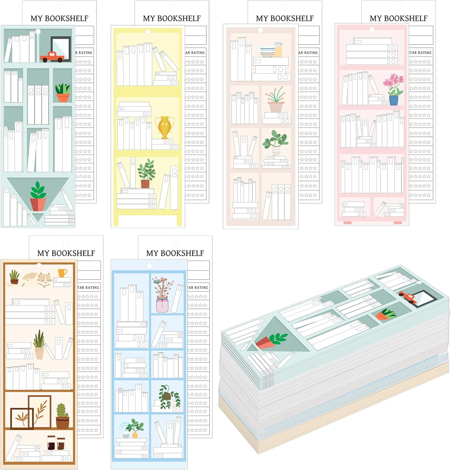 2.56x7 inch Book Tracker Bookmark 60PCS Paper Bookmarks Double-Sided ...