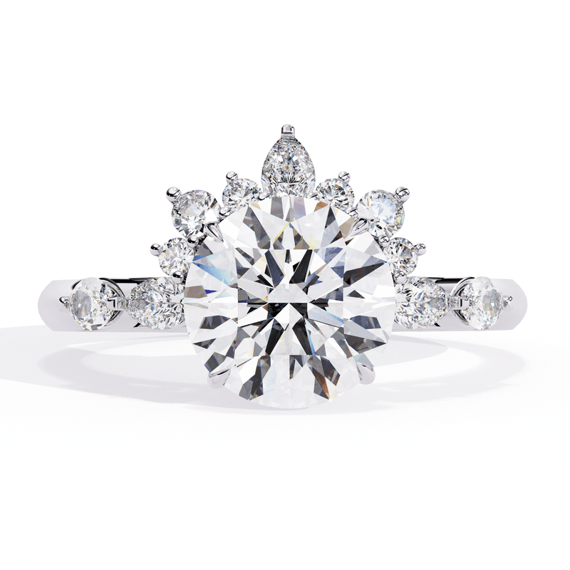 2.58TW Round Brilliant Cut Diamond Cluster Set Engagement Ring, Side ...