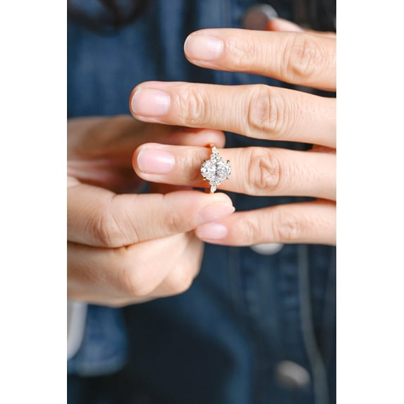 2.5CT Oval Cut Moissanite Engagement Ring, Yellow Gold Plated ...