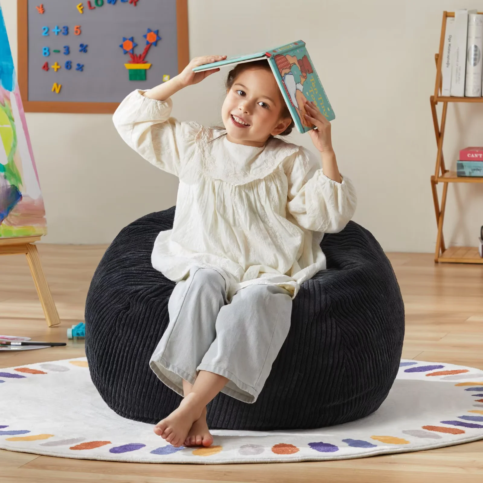 2.5FT Bean Bag Chair with Filler Included Beanbags Small Teardrop Bean ...