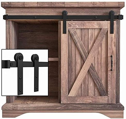 2.5FT Super Mini Sliding Barn Door Cabinet Hardware Kit for Single Door ...