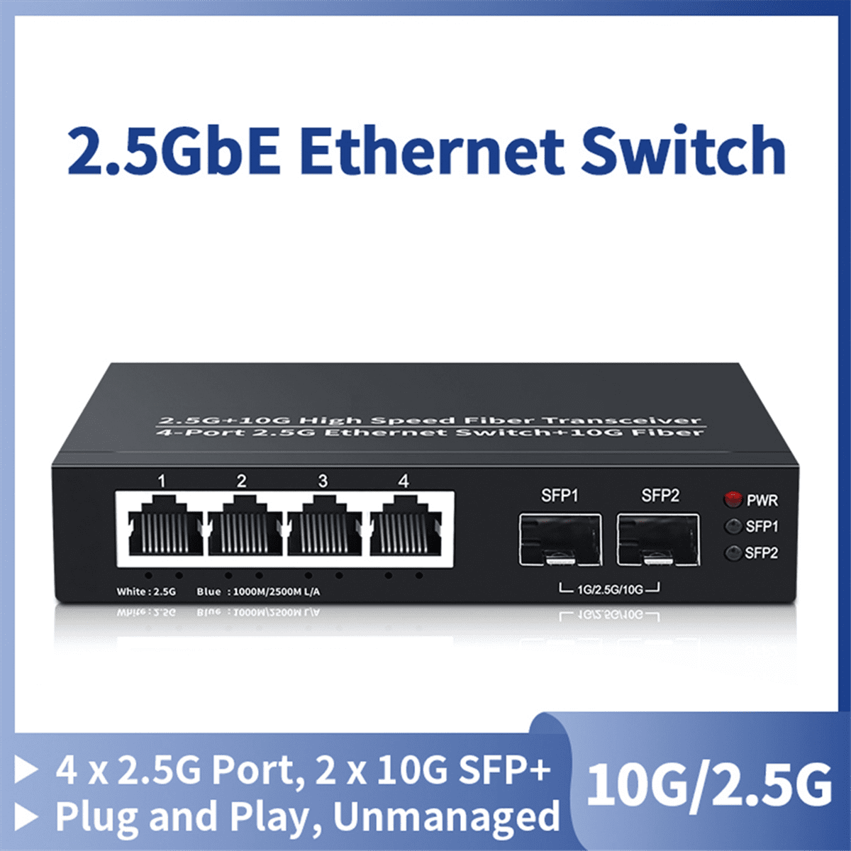2.5G Ethernet Switch 4 Port 2500Mbps Network Switcher - Walmart.com