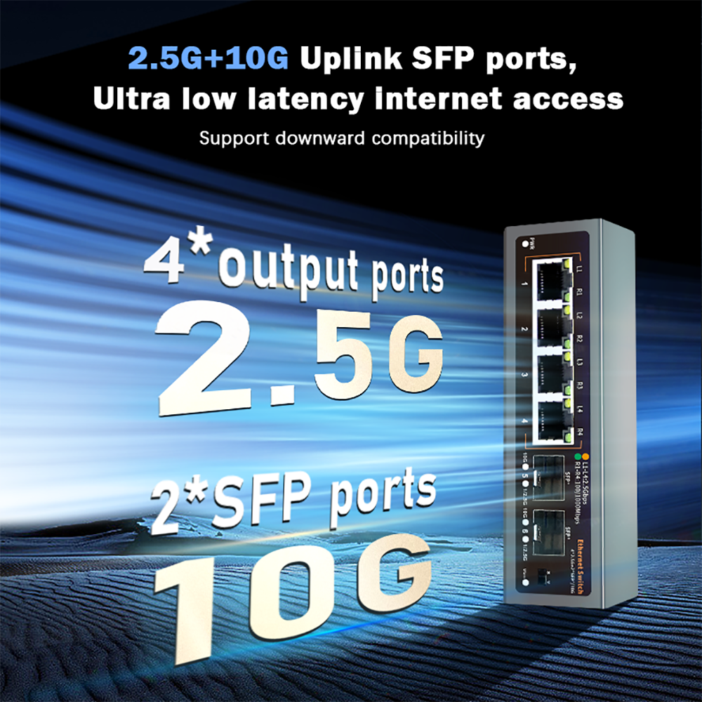2.5G Ethernet Switch None PoE Network Switch with 2*10G SFP Port for IP ...
