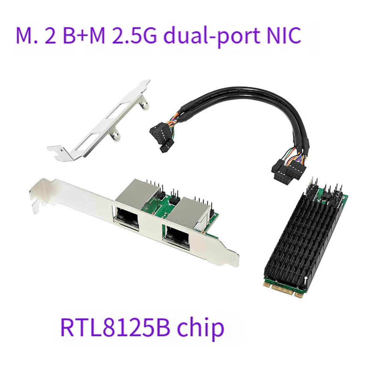 2.5G Gigabit Network Card M.2 to Dual RJ45 Port Ethernet NIC M.2 B Key ...