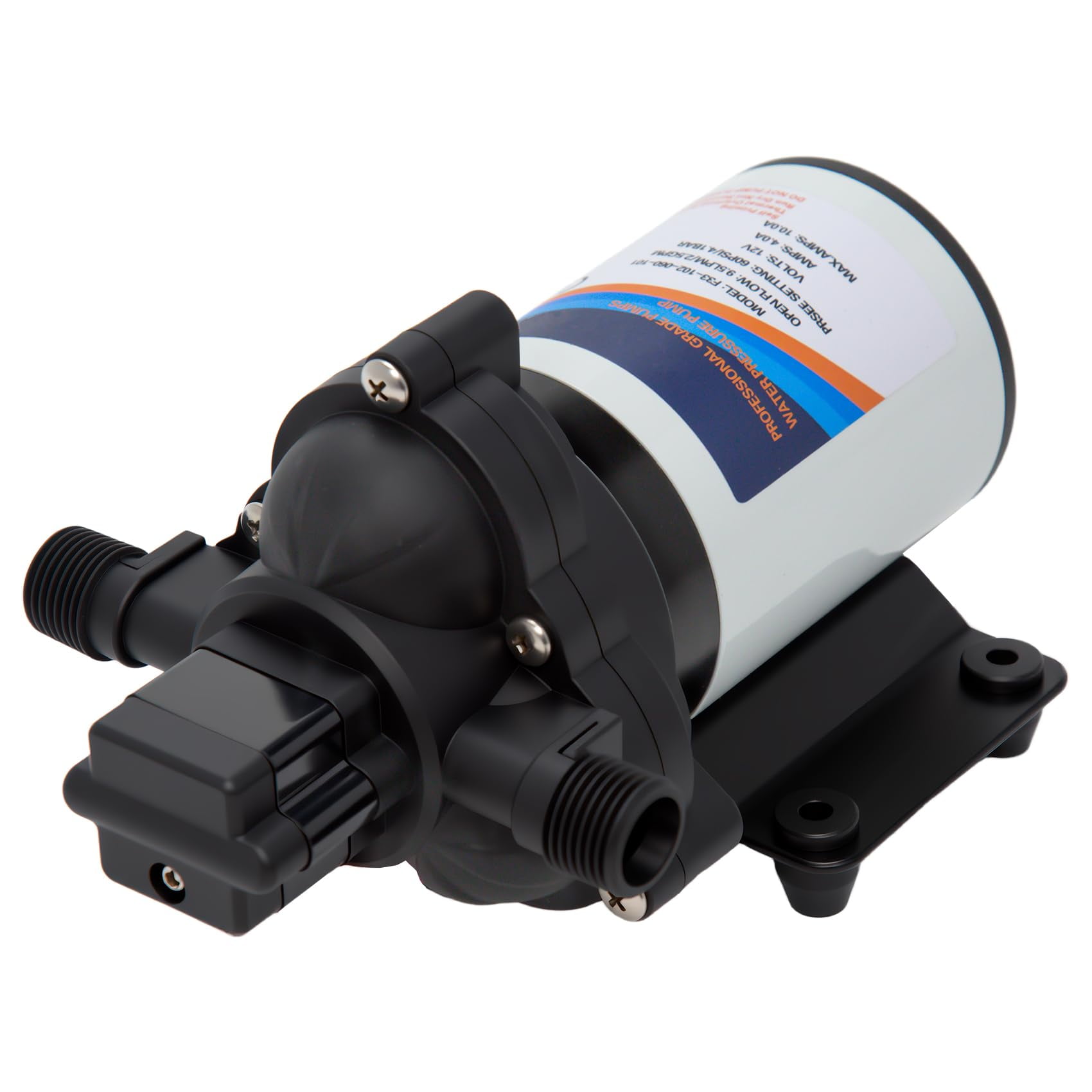 2.5GPM 12 Volt Sprayer Pump, Soft Wash Pump, 60PSI, 8 Amps, Chemical ...