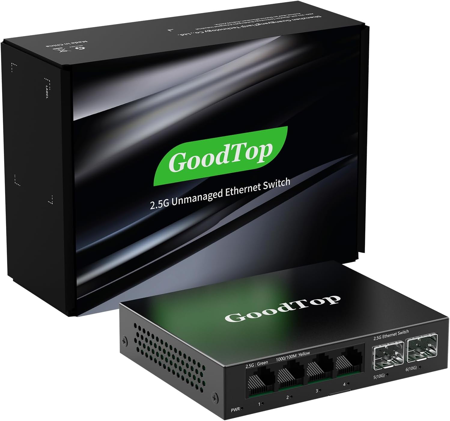 2.5Gb Ethernet Switch Unmanaged,4 x 2.5G Base-T Port and 2 x 10G SFP+ ...