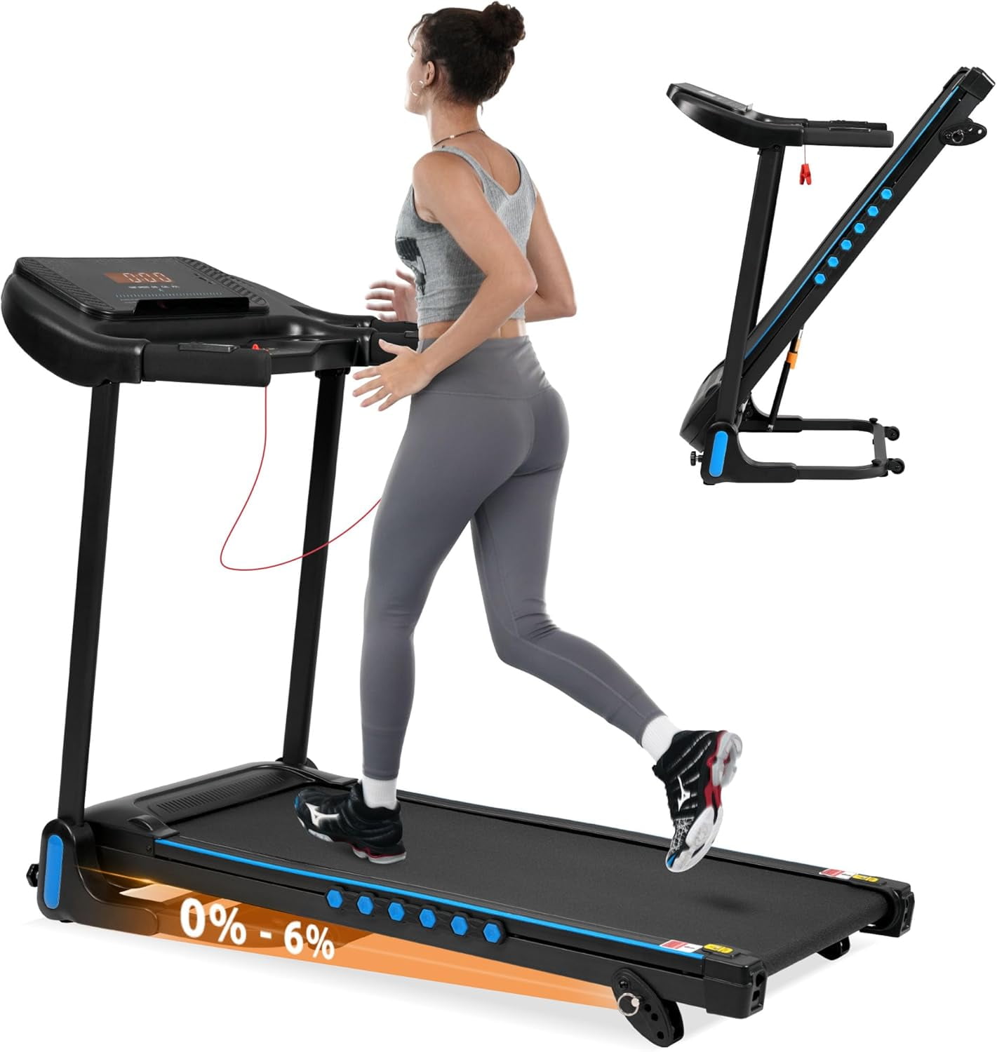 Walmart 2.5HP Foldable Treadmill, Electric Running Machine with Heart ...