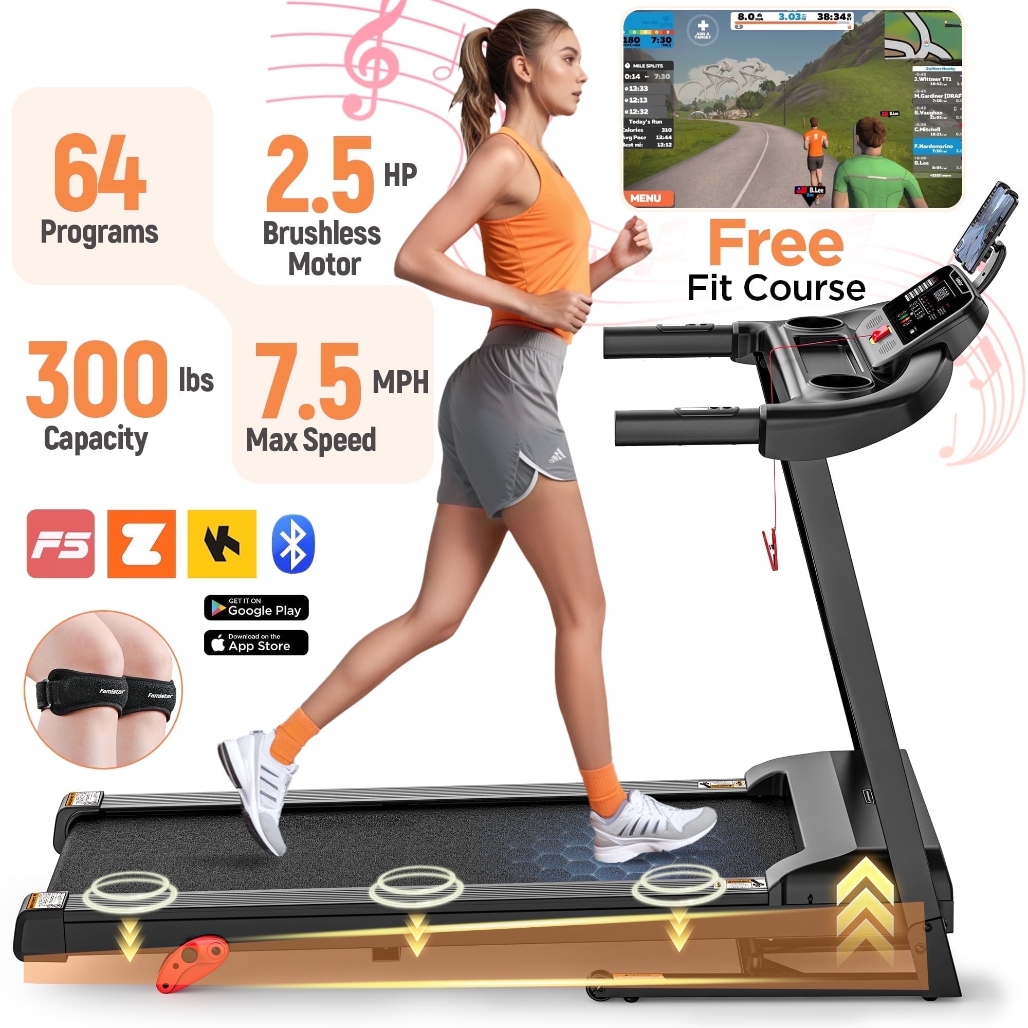 2.5HP Folding Incline Treadmill, Electric Treadmill for Home, Treadmill ...