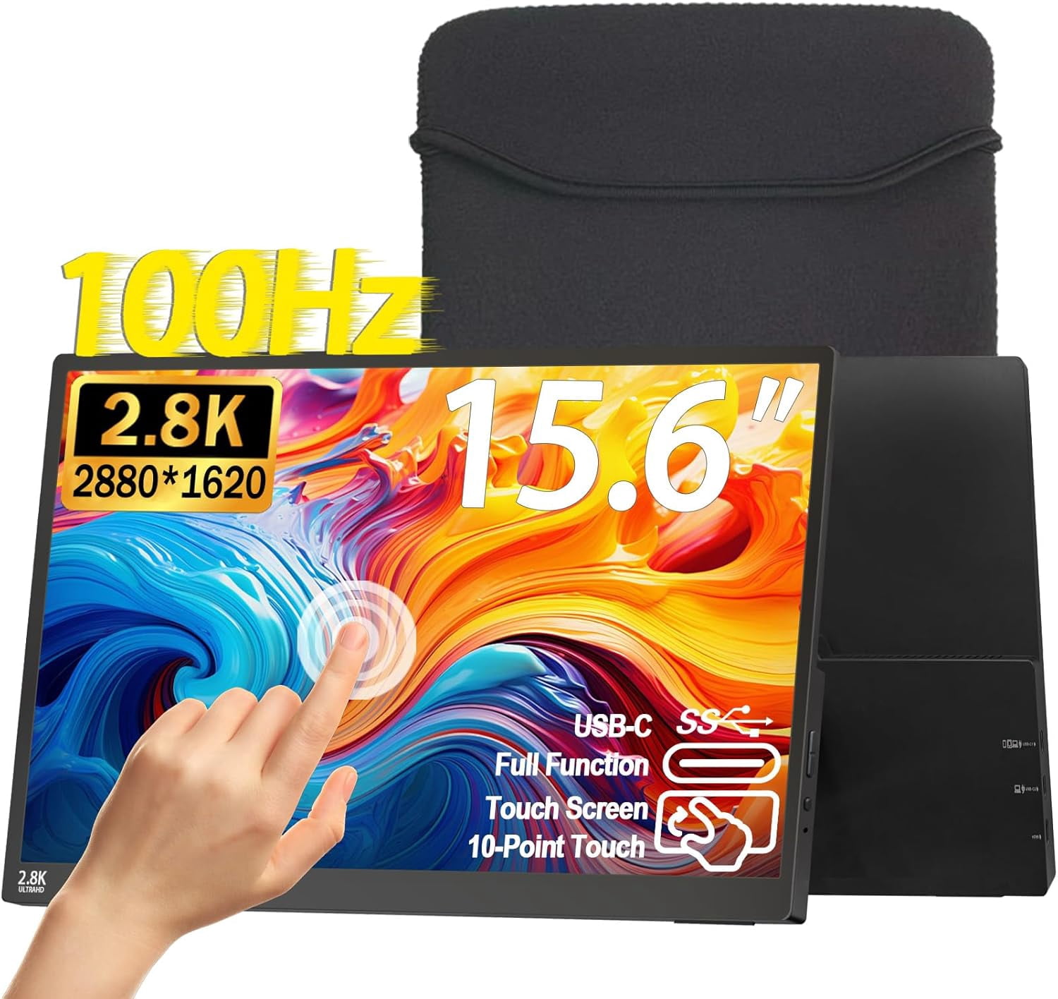 2.5K 100Hz Portable Touchscreen, 15.6'' QHD 2880x1620 300 Nits sRGB IPS ...