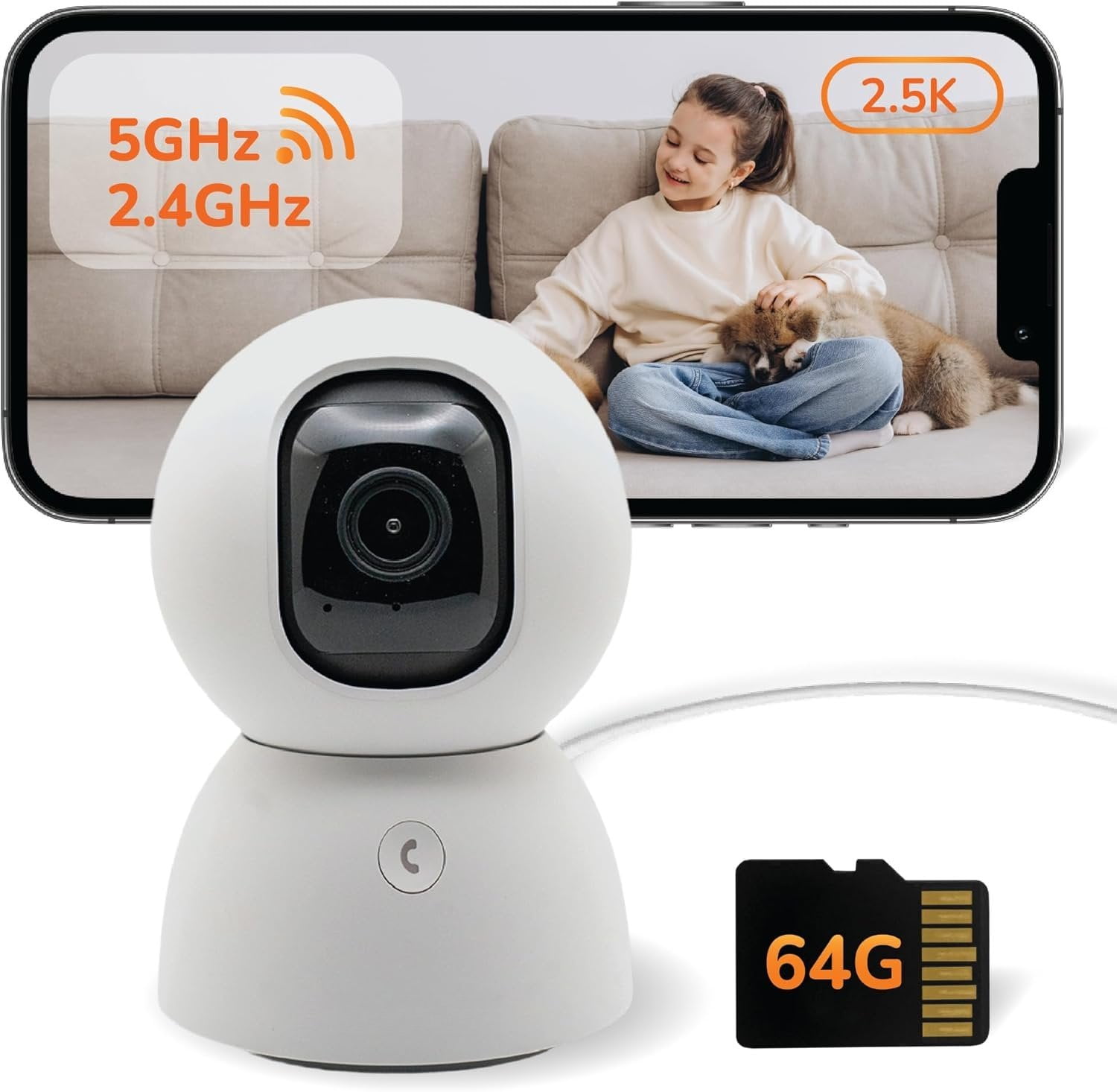 2.5K Indoor Pan-Tilt Dome Camera, AI Human & Pet Detection, 360 ...