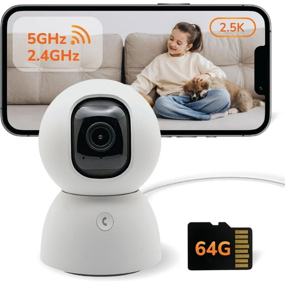 2.5K Indoor Pan-Tilt Dome Camera, AI Human & Pet Detection, 360 ...