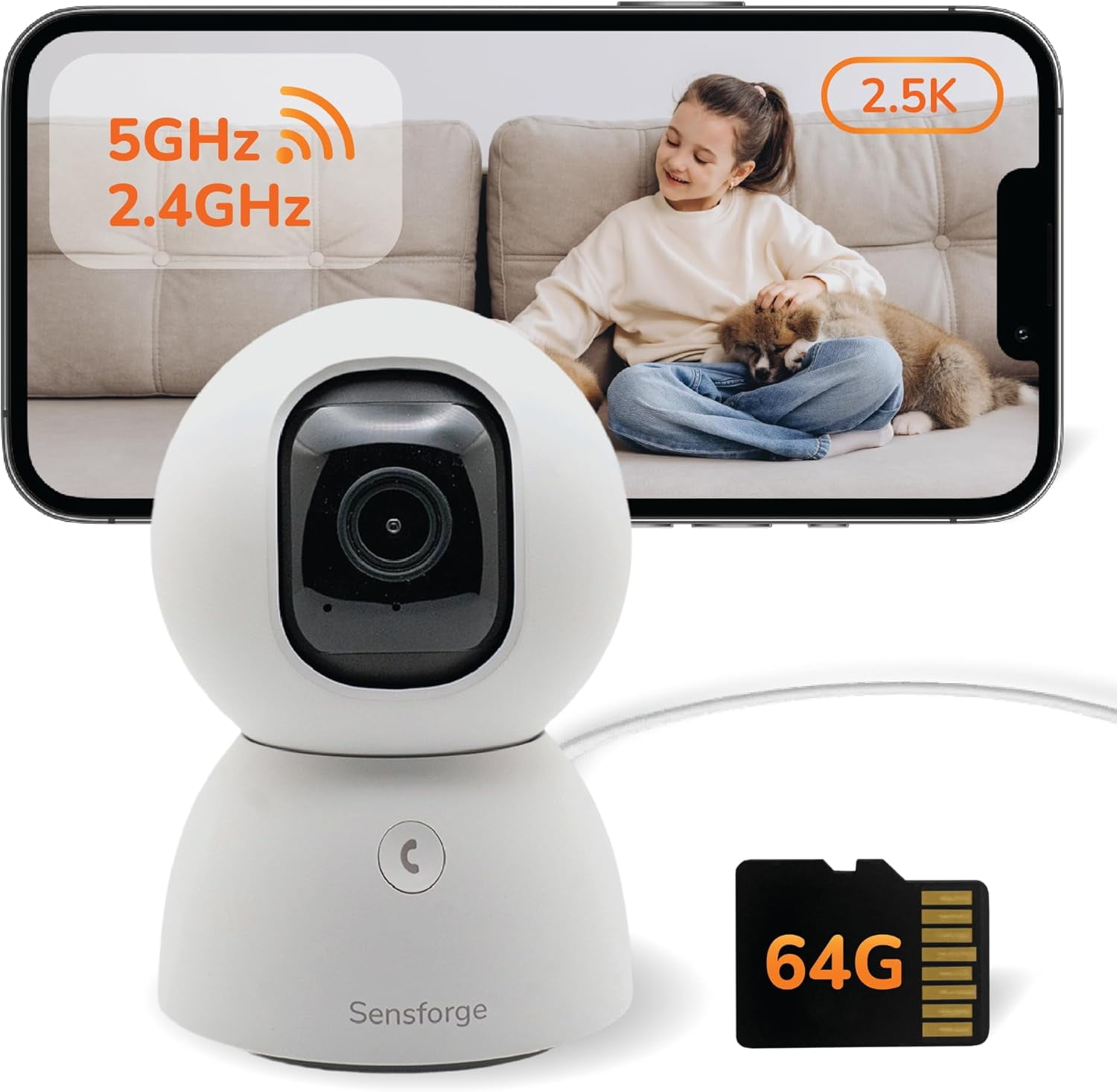 2.5K Indoor Pan-Tilt Dome Security Camera, AI Human & Pet Detection ...