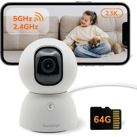 2.5K Indoor Pan-Tilt Dome Security Camera, AI Human & Pet Detection ...