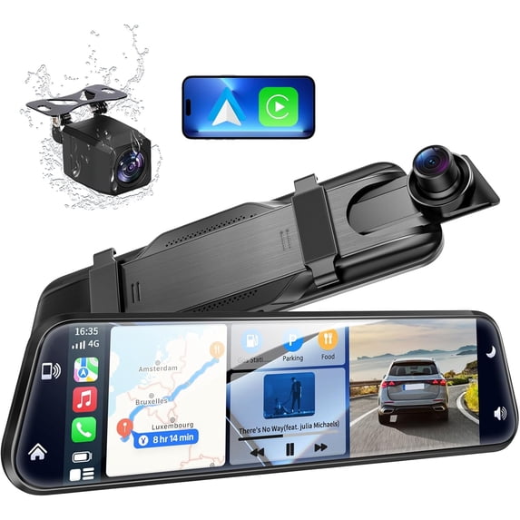2.5K Mirror Dash Cam with &,10" Rear View Mirror Camera for / with ...