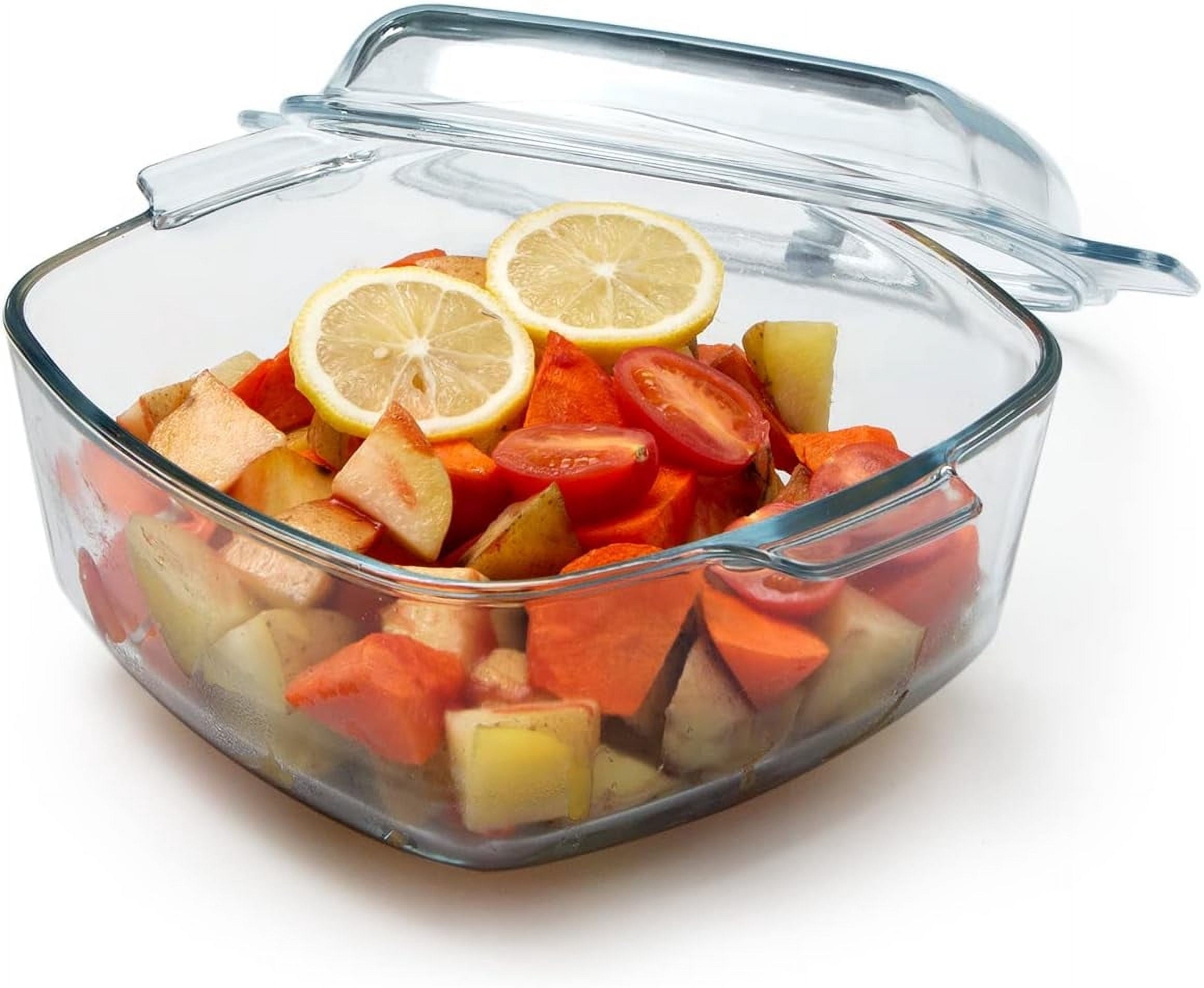 2.5L Glass Casserole with Glass Lid Square Casserole Dish for Oven ...