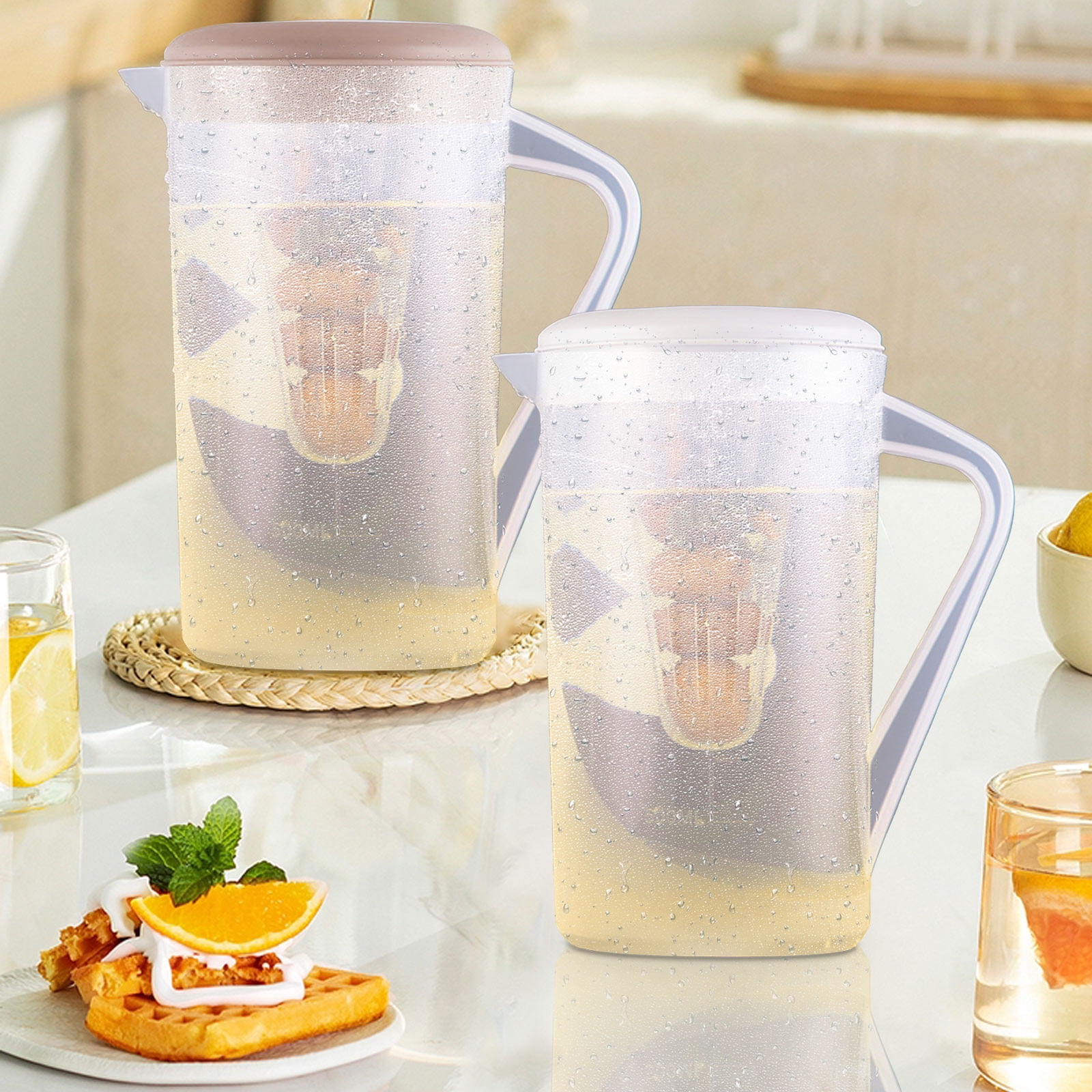 2.5L Plastic Cold Beverage Pitcher with Built-in Filter & Measurement ...