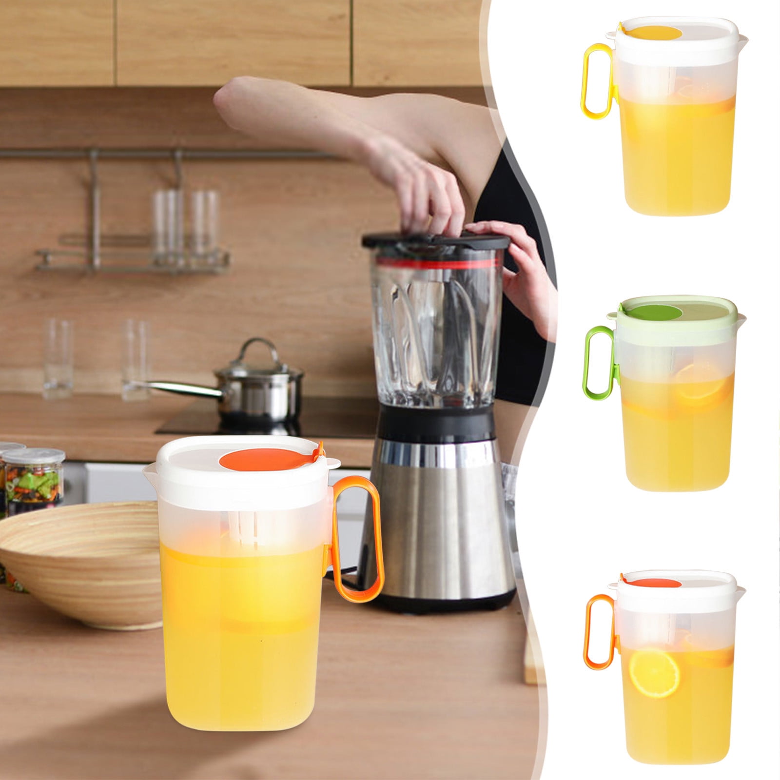 2.5L Plastic Pitcher with Removable Lid and Fruit Infuser,Shatter-Proof ...