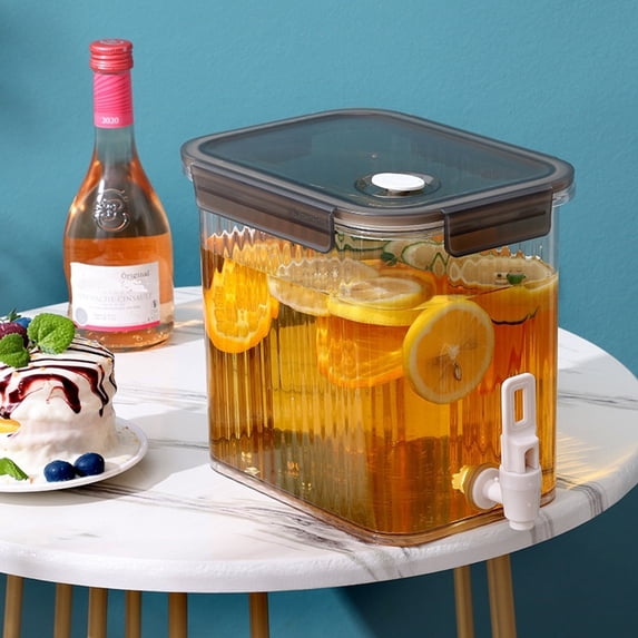 2.5L Refrigerator Drink Dispenser with Lid, Plastic Lemonade Container ...
