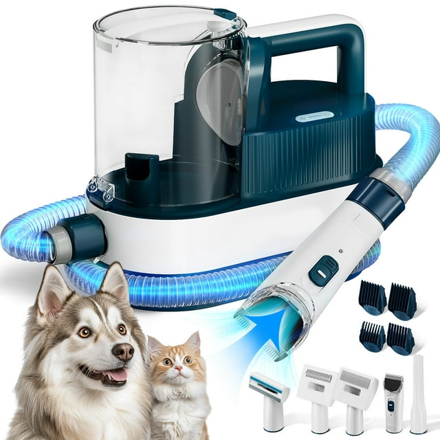 2.5LPet Grooming Vacuum,5 in 1 Dog Grooming Vacuum with Ceramic Blades ...