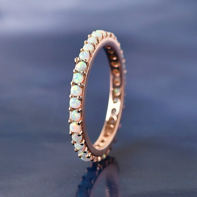2.5MM Opal Wedding Band Everyday Opal Jewelry Thin Stacking Ring Opal Engagement,Anniversary ...